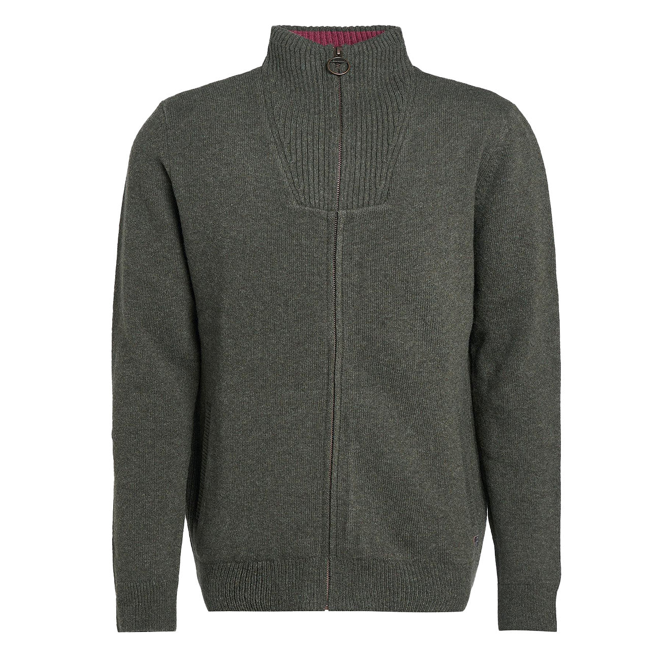Barbour Nelson Essential Full Zip Knit Seaweed | Parasol Store