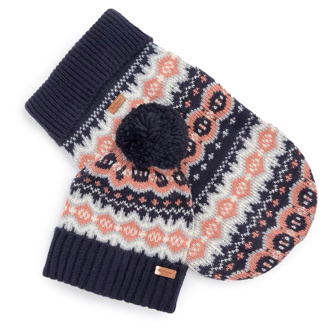 Barbour Case Fair Isle Dog Gift Set Pink/Navy | Parasol Store