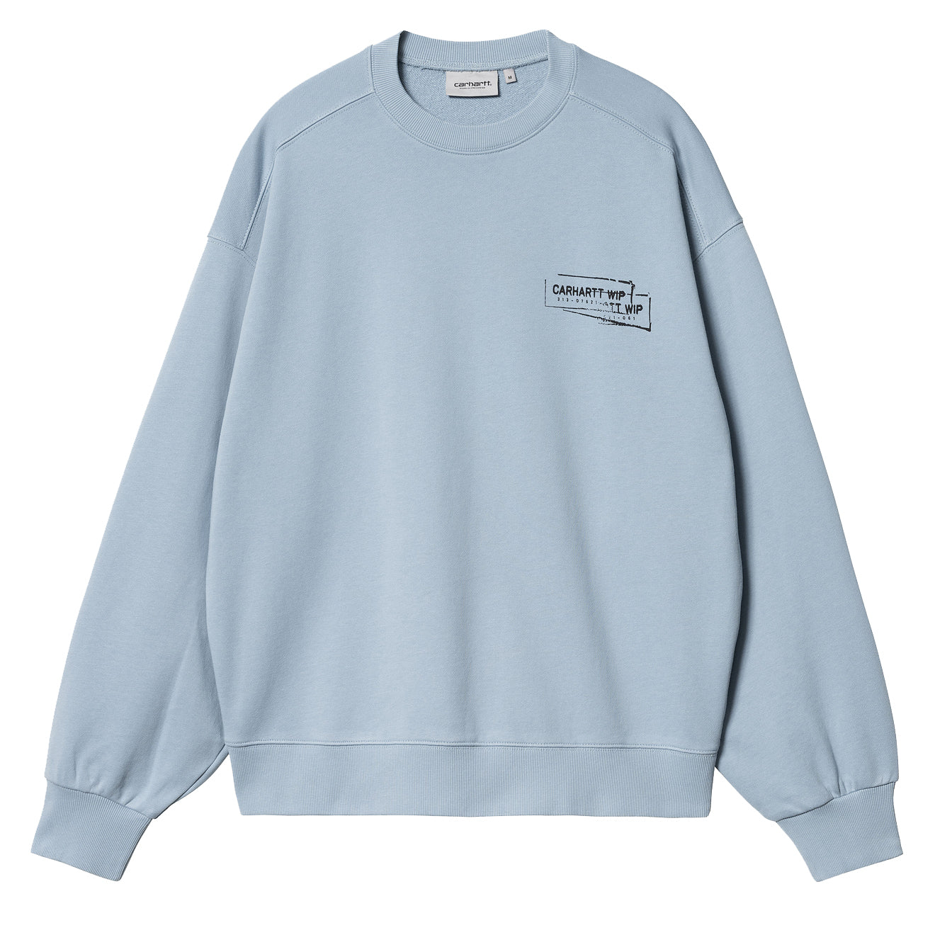 Carhartt WIP Stamp Sweat Misty Sky / Black Stone Washed | Parasol Store