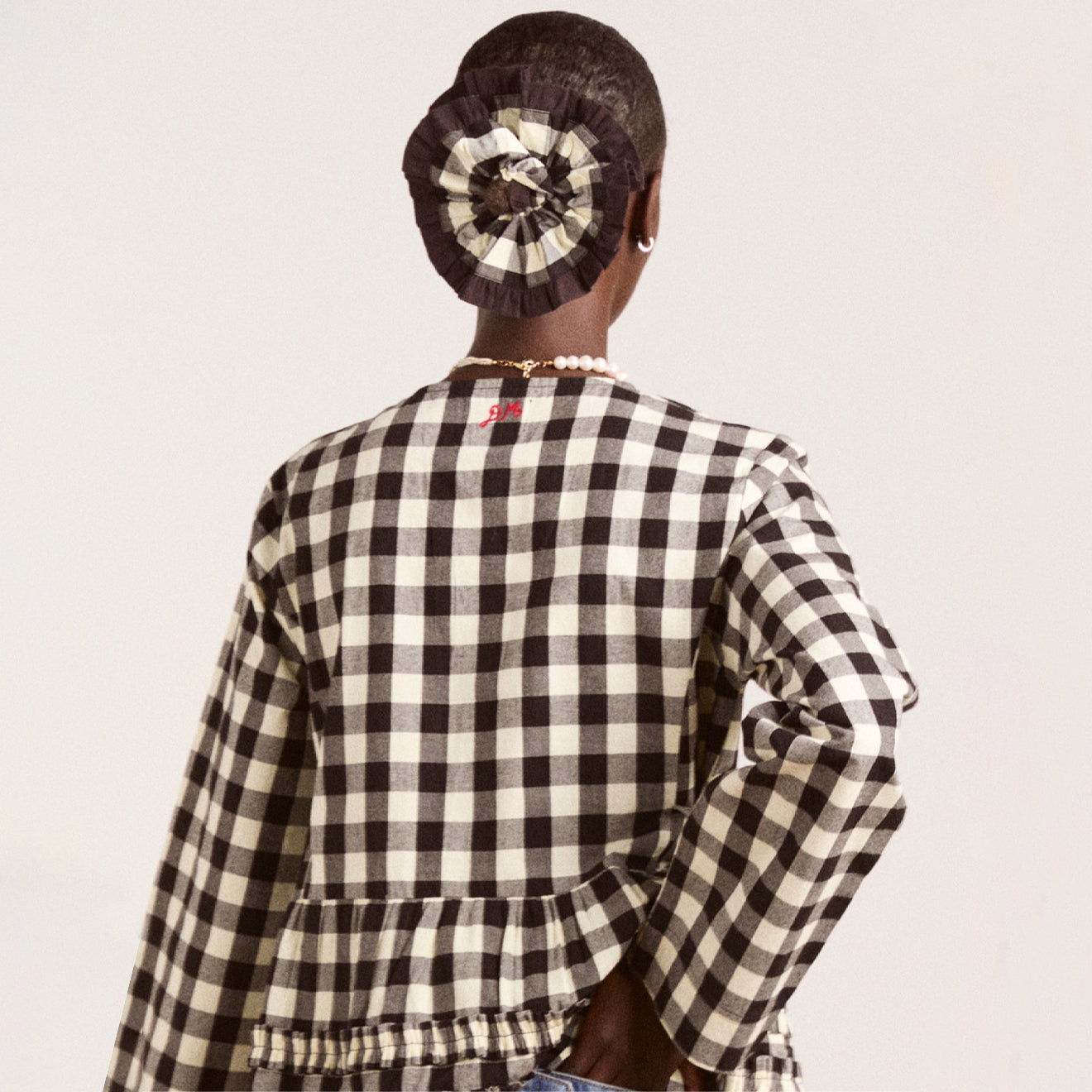 Damson Madder Frill Edge Scrunchie Butter Gingham | Parasol Store