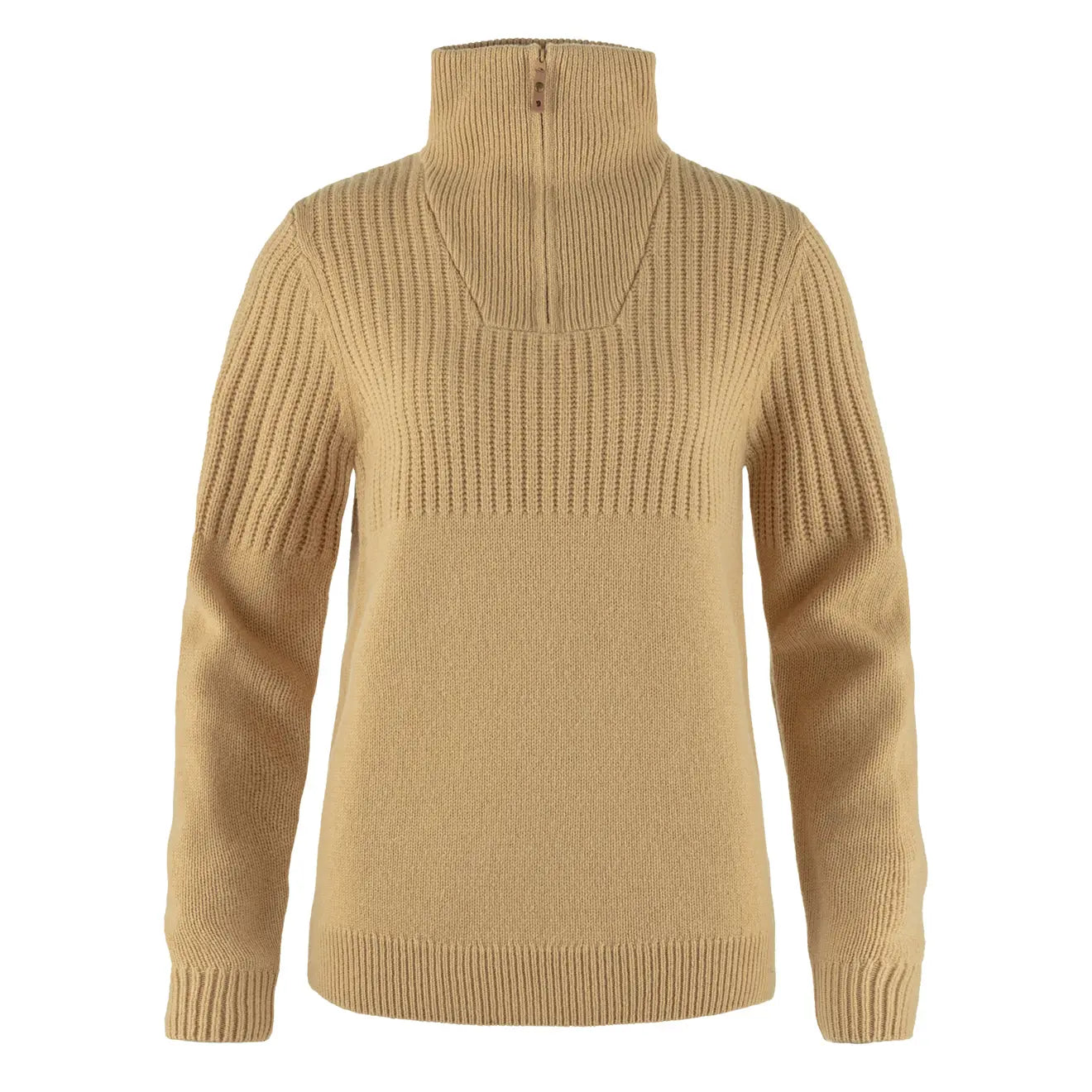 Fjallraven Womens Ovik Half Zip Knit Dune Beige | Parasol Store