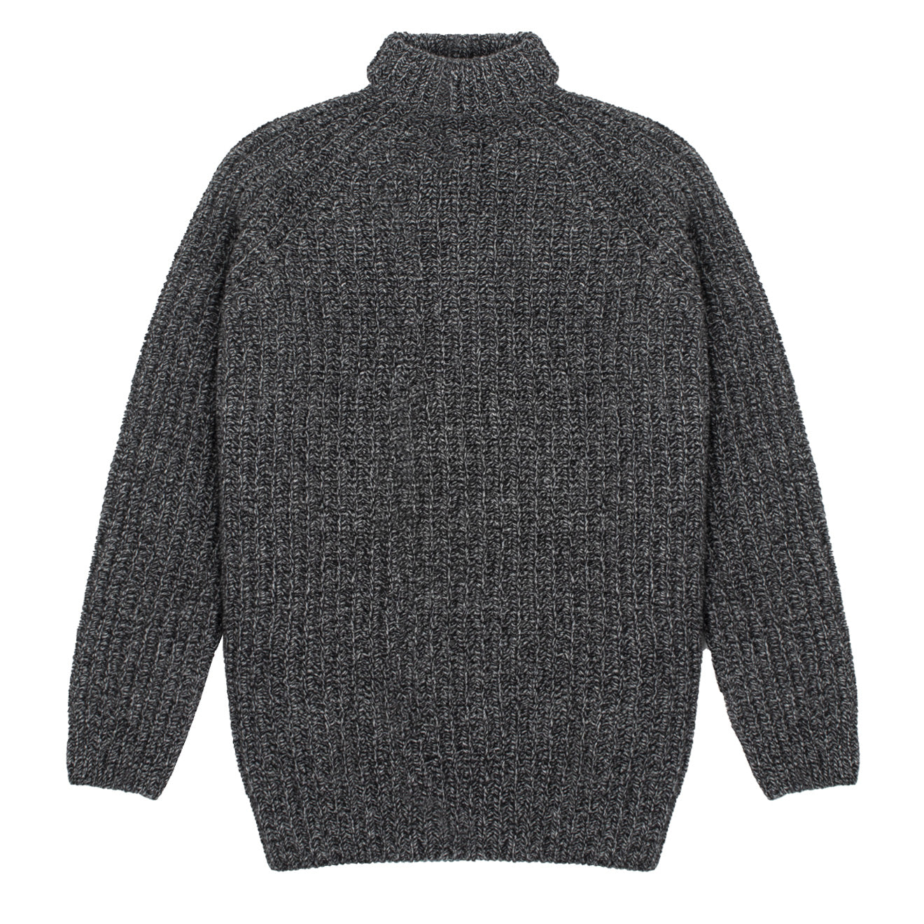 Sunspel Womens Chunky Roll Neck Jumper Black / Grey Twist | Parasol Store